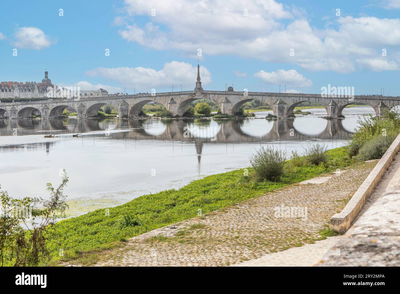 The Pont Jacques Gabriel bridge over the River Loire in Blois, France ...