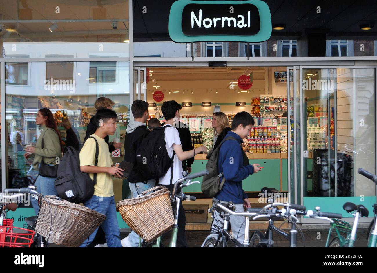 Copenhagen/Denmark/28 September 2023/.People pass by Normal store in ...