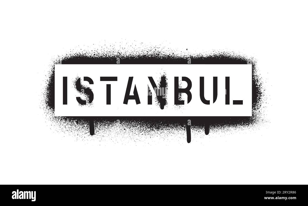 ISTANBUL inscription. The most populous city in Turkey. Spray graffiti ...