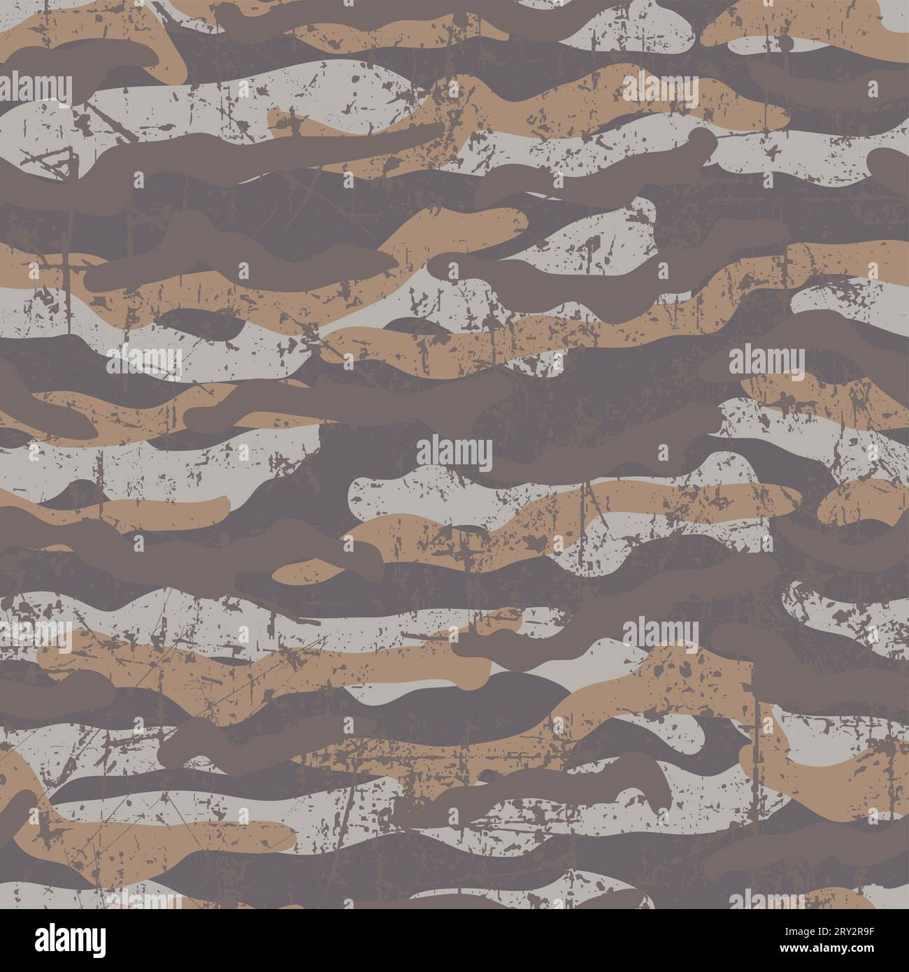 Camouflage seamless pattern. Grunge and scratch texture. Tan, ocher and ...