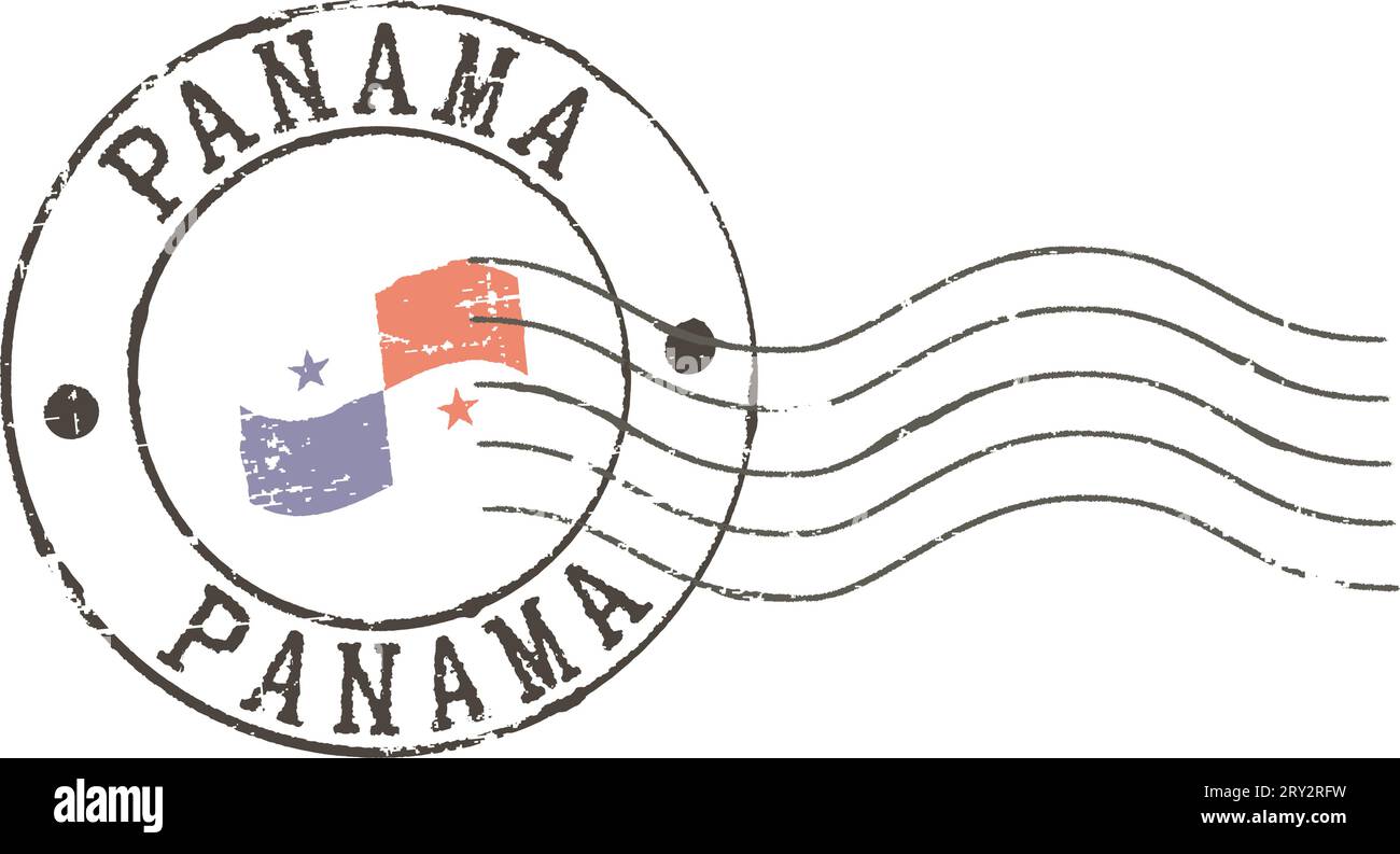 Postal grunge stamp 'Panama'. Flag in the middle. White background ...