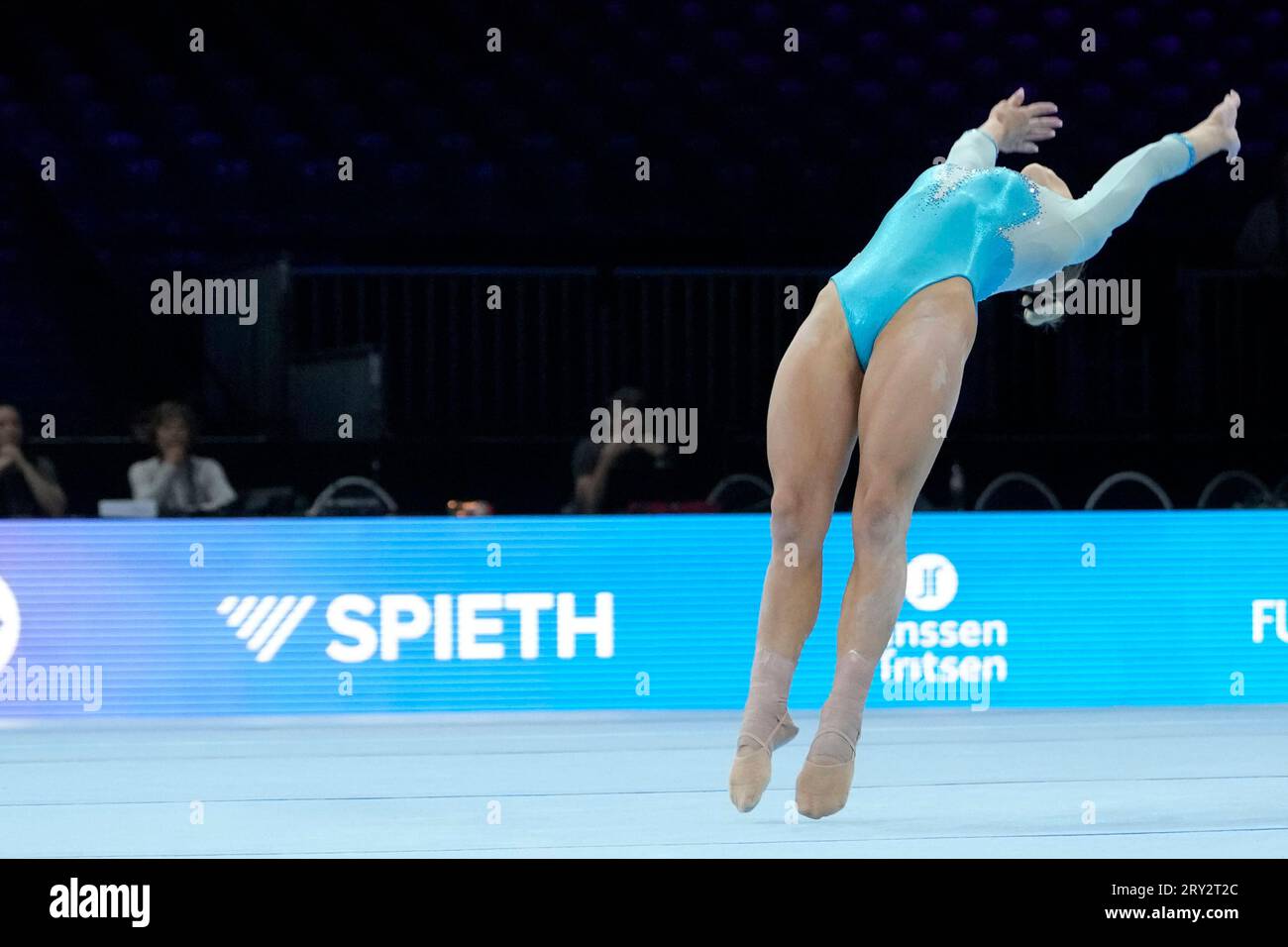 Italy's Alice D'Amato practices on the floor exercise during podium ...