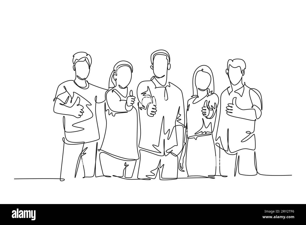 Continuous one line drawing of young happy businessmen and ...