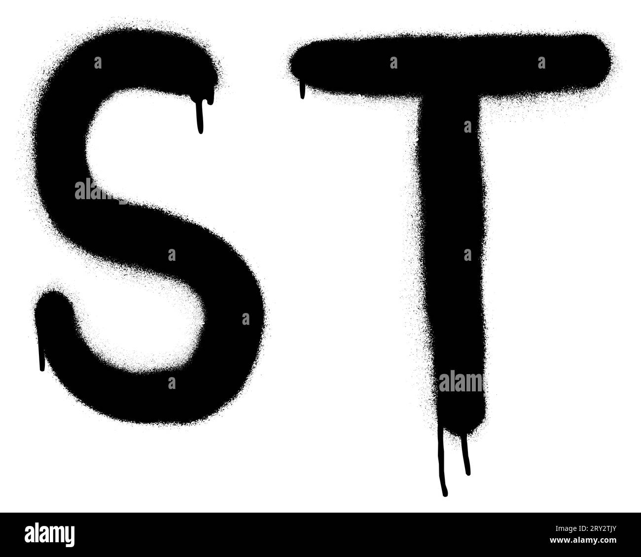 Black spray graffiti letters ''S'', ''T''. Part 10 Stock Vector Image ...