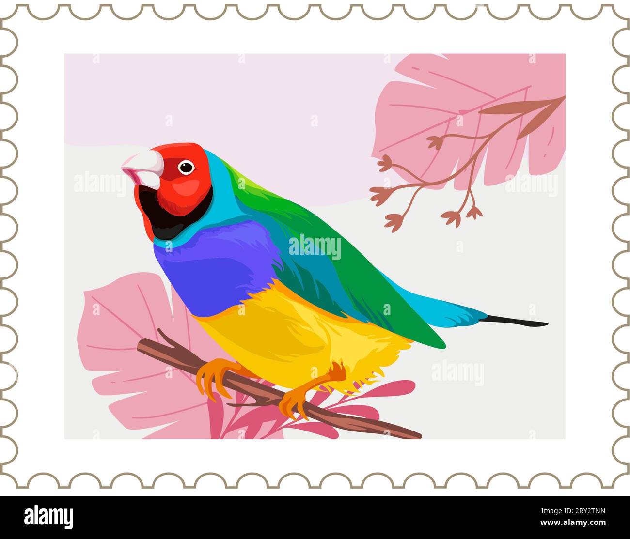 Parrot drawing on postmark hi-res stock photography and images - Alamy