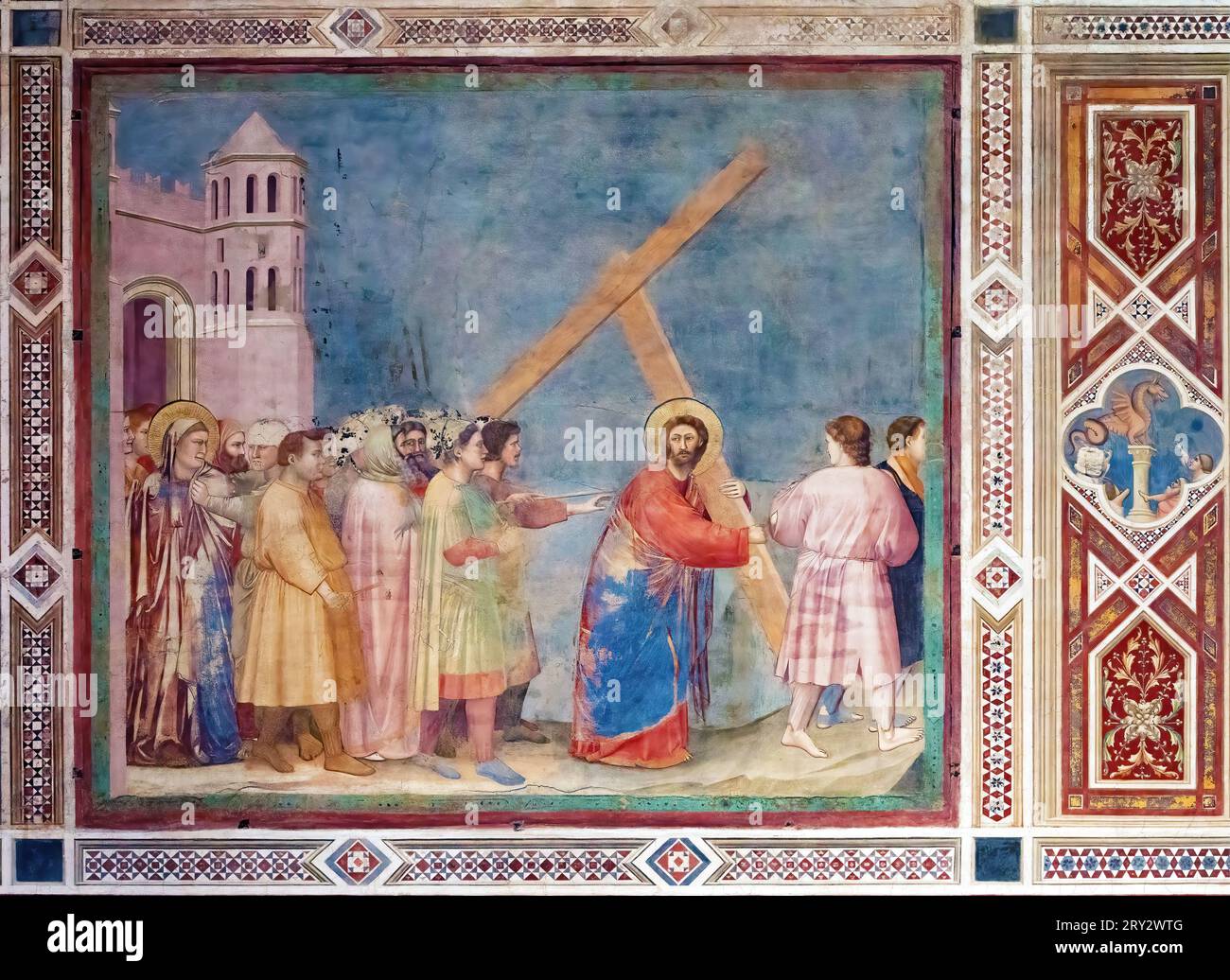 Christ's journey to Calvary by Giotto in Scrovegni Chapel, Padua Stock ...