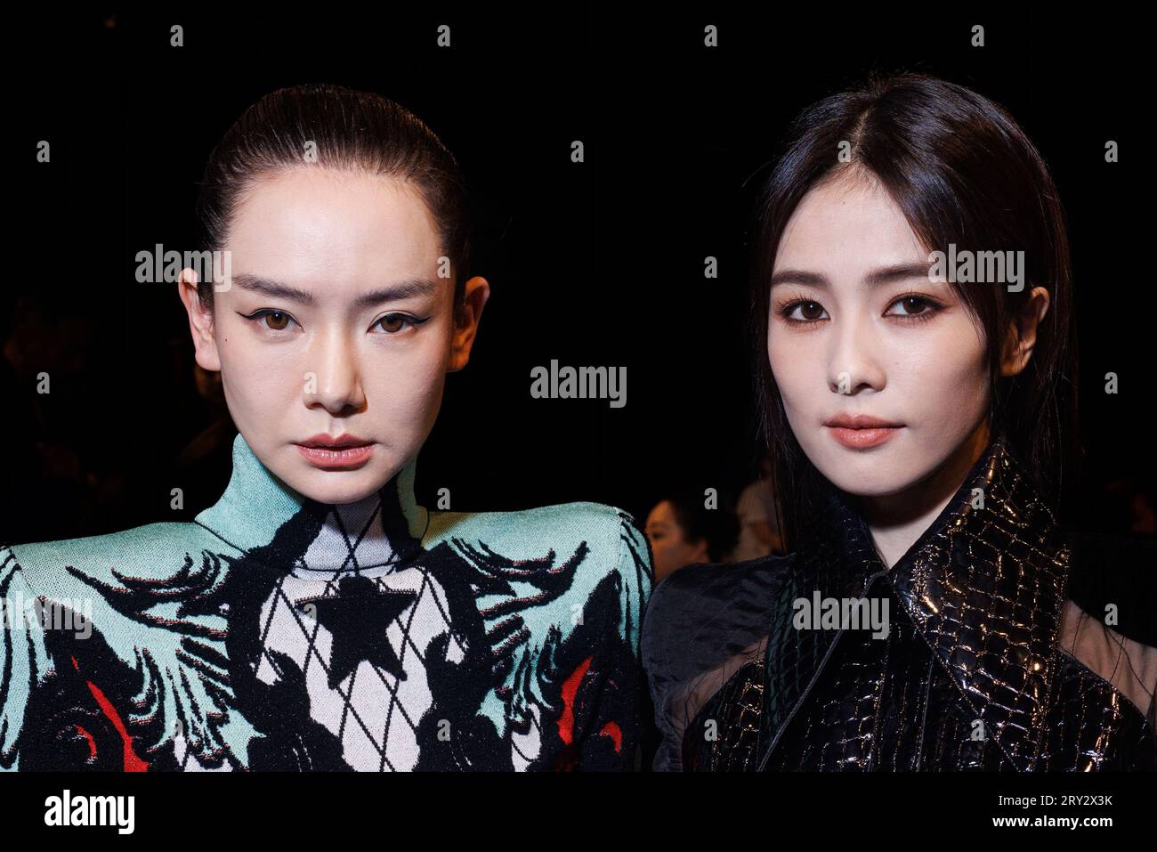 Qi Wei and Bai Lu attend the Balmain Spring/Summer 2024 womenswear ...
