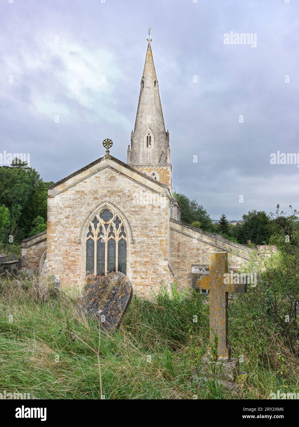 Spire over the medieval christian parish church of St Mary Magdalene in ...