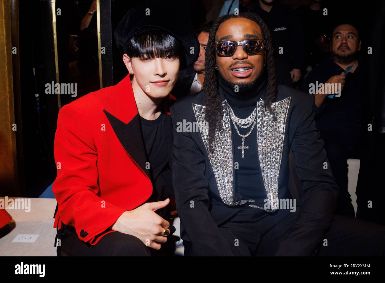 Hongjoong and Quavo attend the Balmain Spring/Summer 2024 womenswear ...