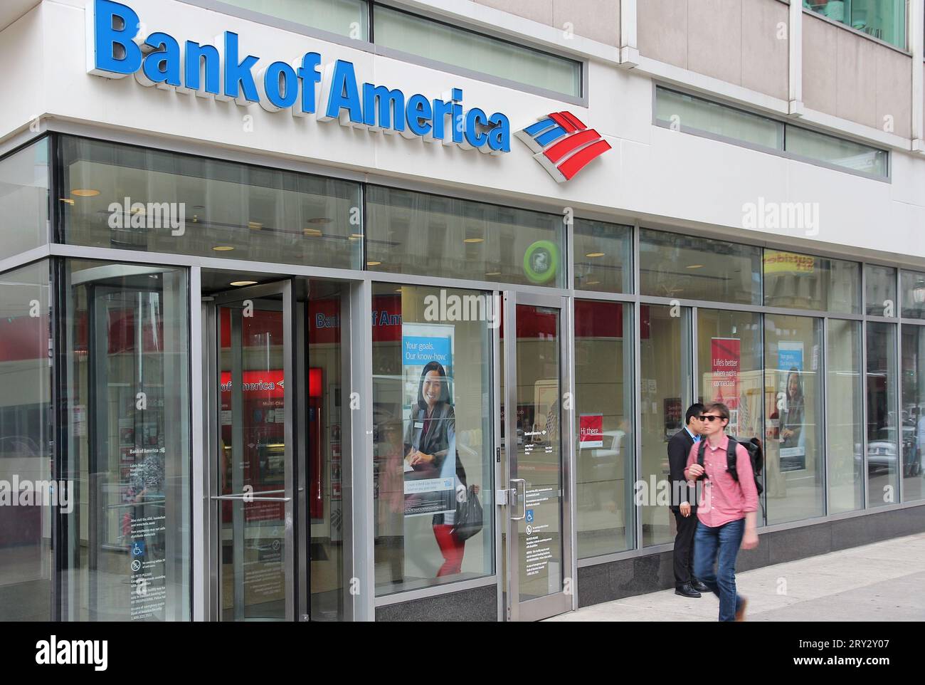 PHILADELPHIA, USA - JUNE 11, 2013: Person walks by Bank of America ...