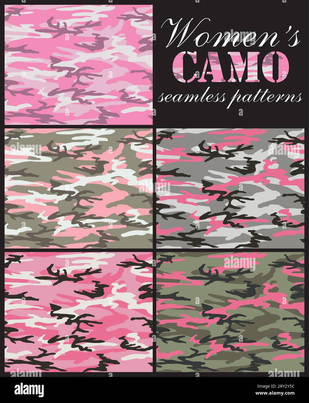 Set of women's camouflage seamless patterns.Pinkish, urban and woodland ...