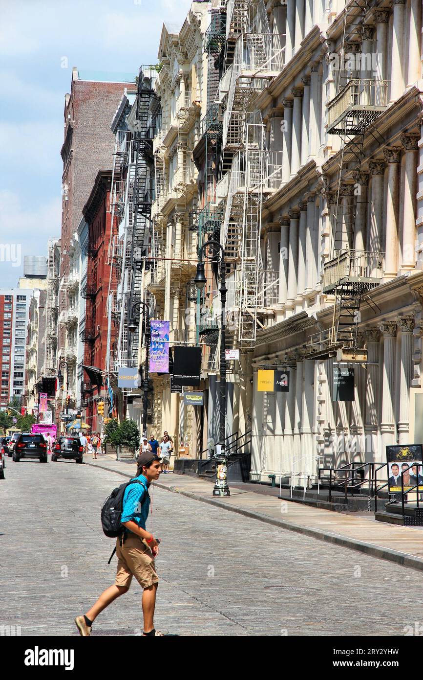 NEW YORK, USA - JULY 5, 2013: People visit Greene Street in SoHo. 20 ...