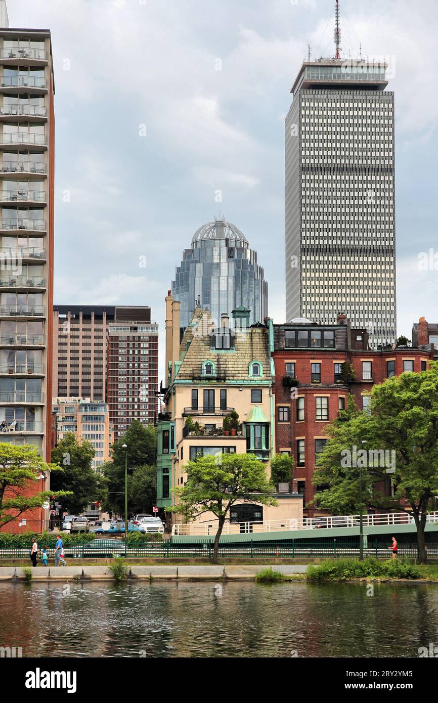 Back Bay East neighborhood Boston skyline from Charles River Esplanade ...