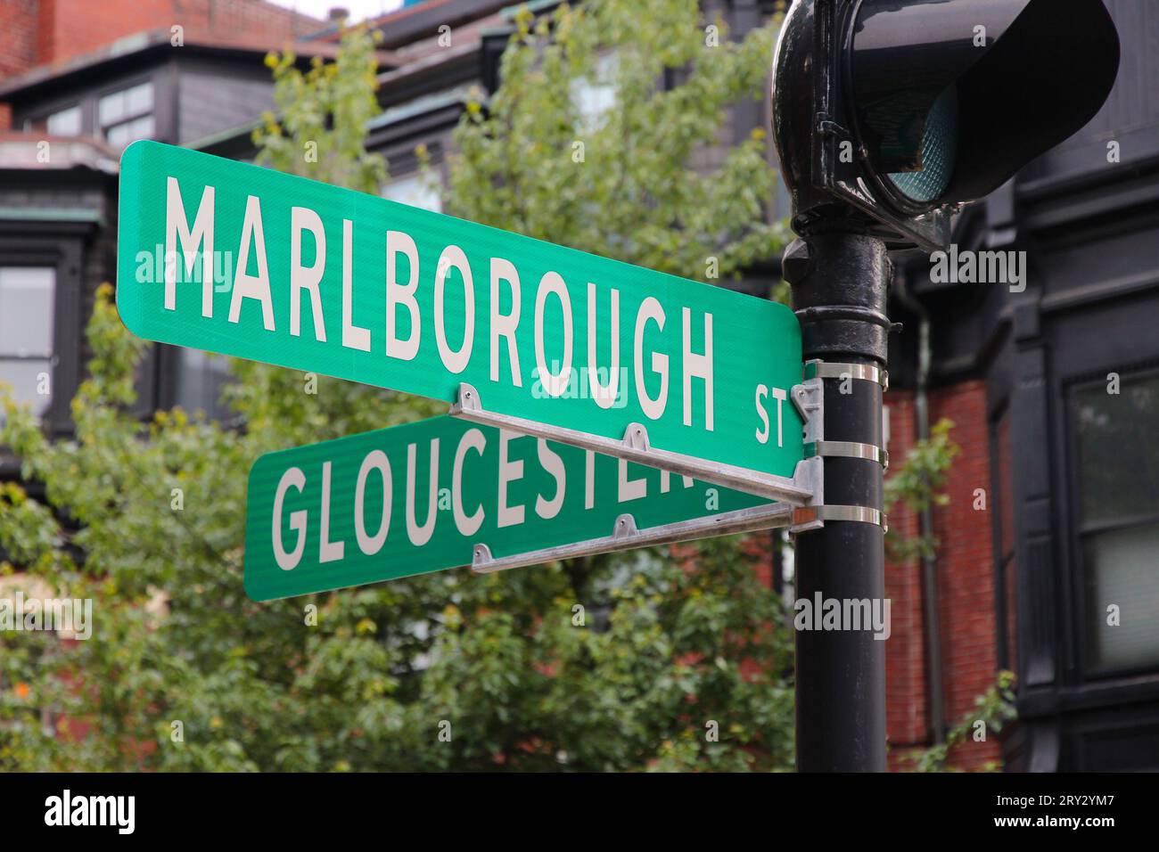 Marlborough Street name sign in Boston. Back Bay neighborhood Stock ...