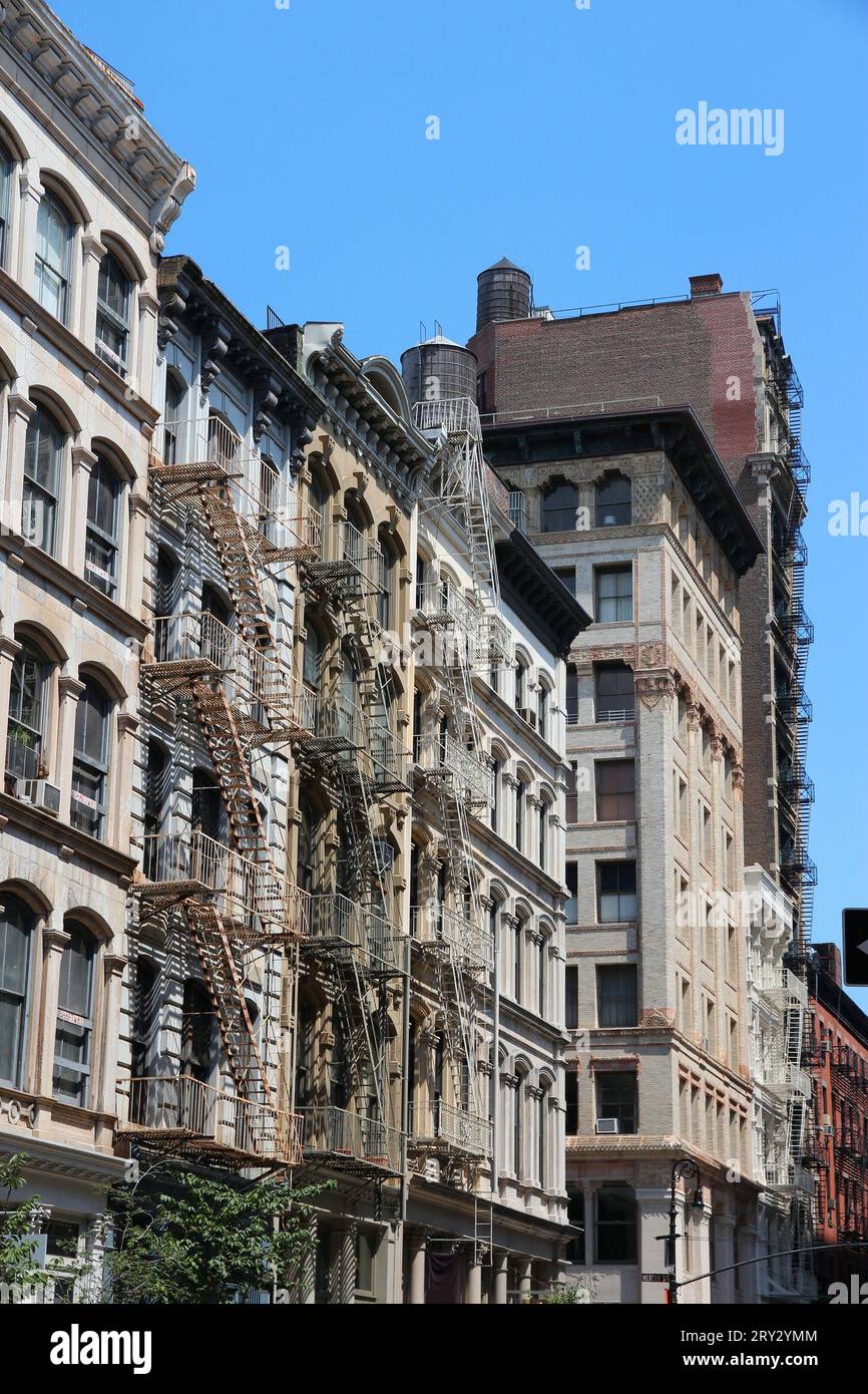 SoHo neighborhood in New York. Old architecture of Broome Street Stock ...