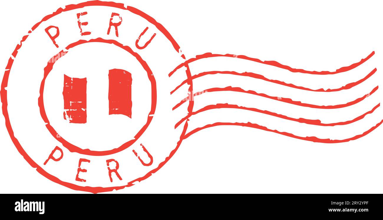 Red postal grunge stamp ''Peru''. Peruvian flag Stock Vector Image ...