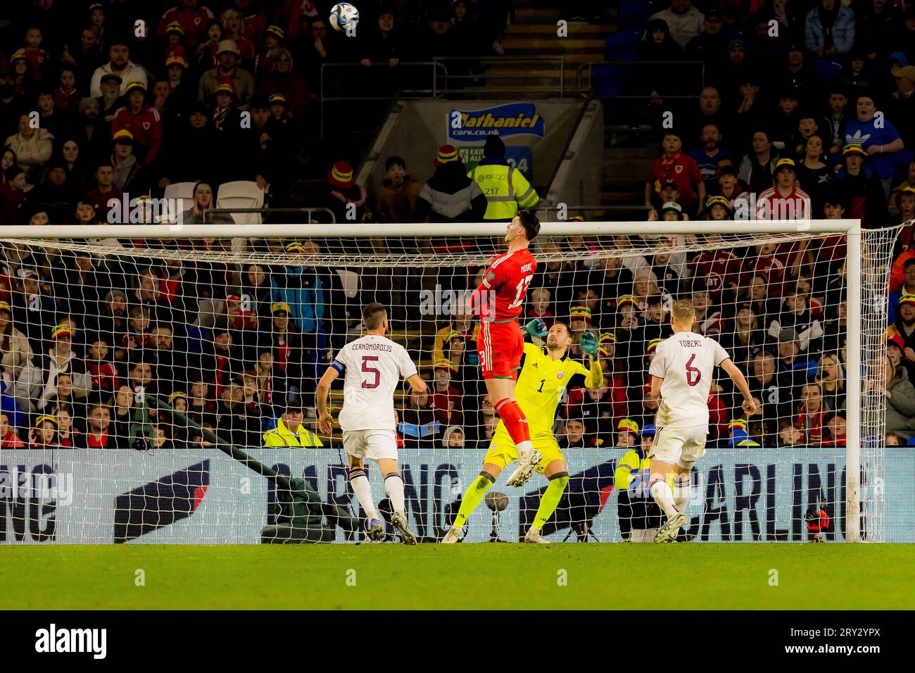 Cardiff, Wales - 28 March 2023: Wales’ Kieffer Moore during the Group D ...