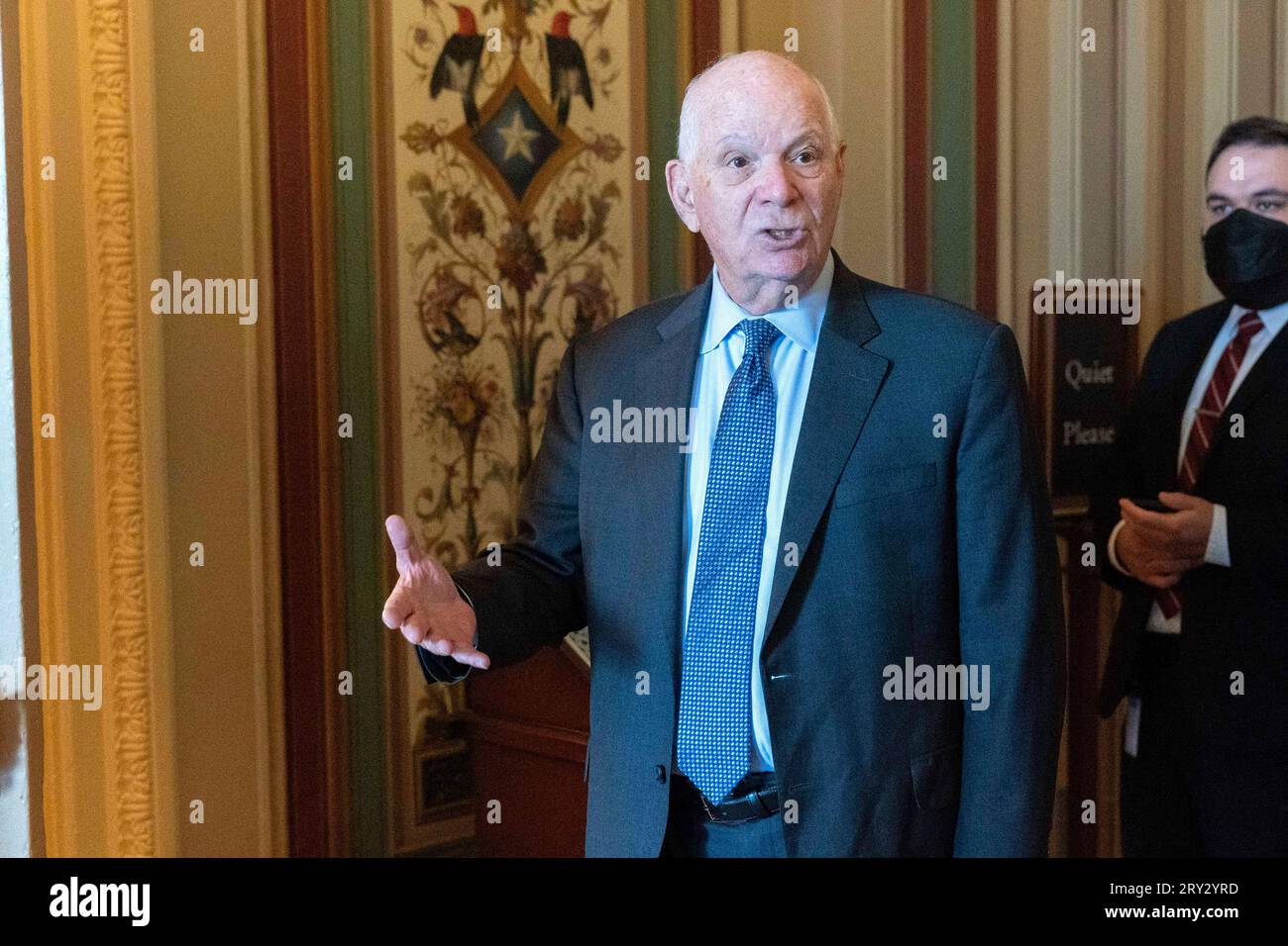Sen. Ben Cardin, D-Md., talks to reporters as he arrives to hold Pen ...