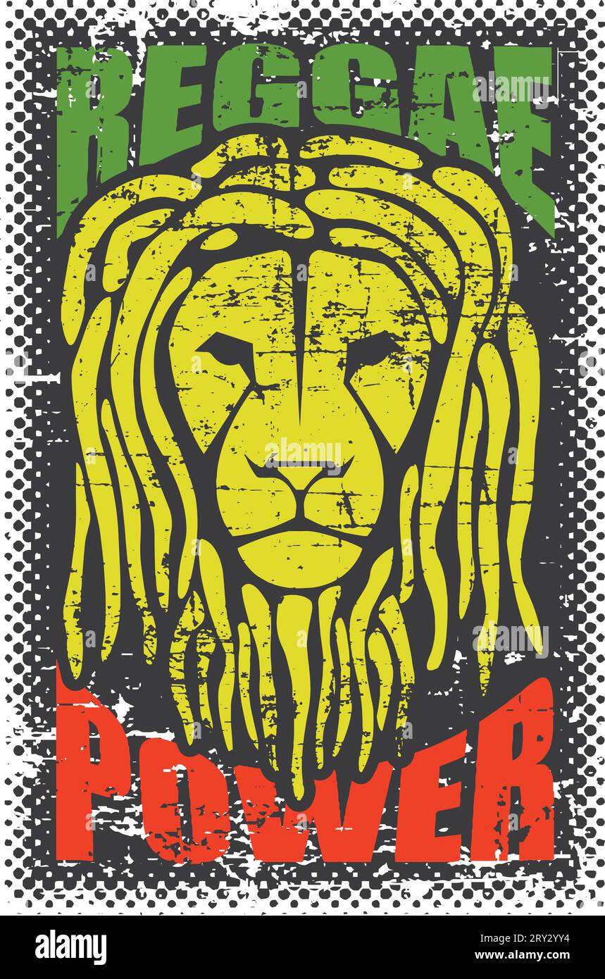 Grunge artwork ''Reggae power'' for t-shirt, poster Stock Vector Image ...