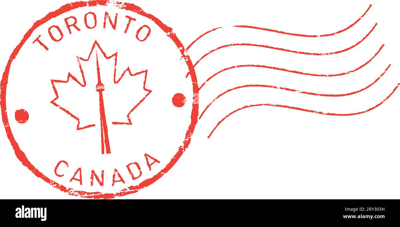 Postal grunge stamp 'Toronto - Canada'. CN tower and maple leaf Stock ...