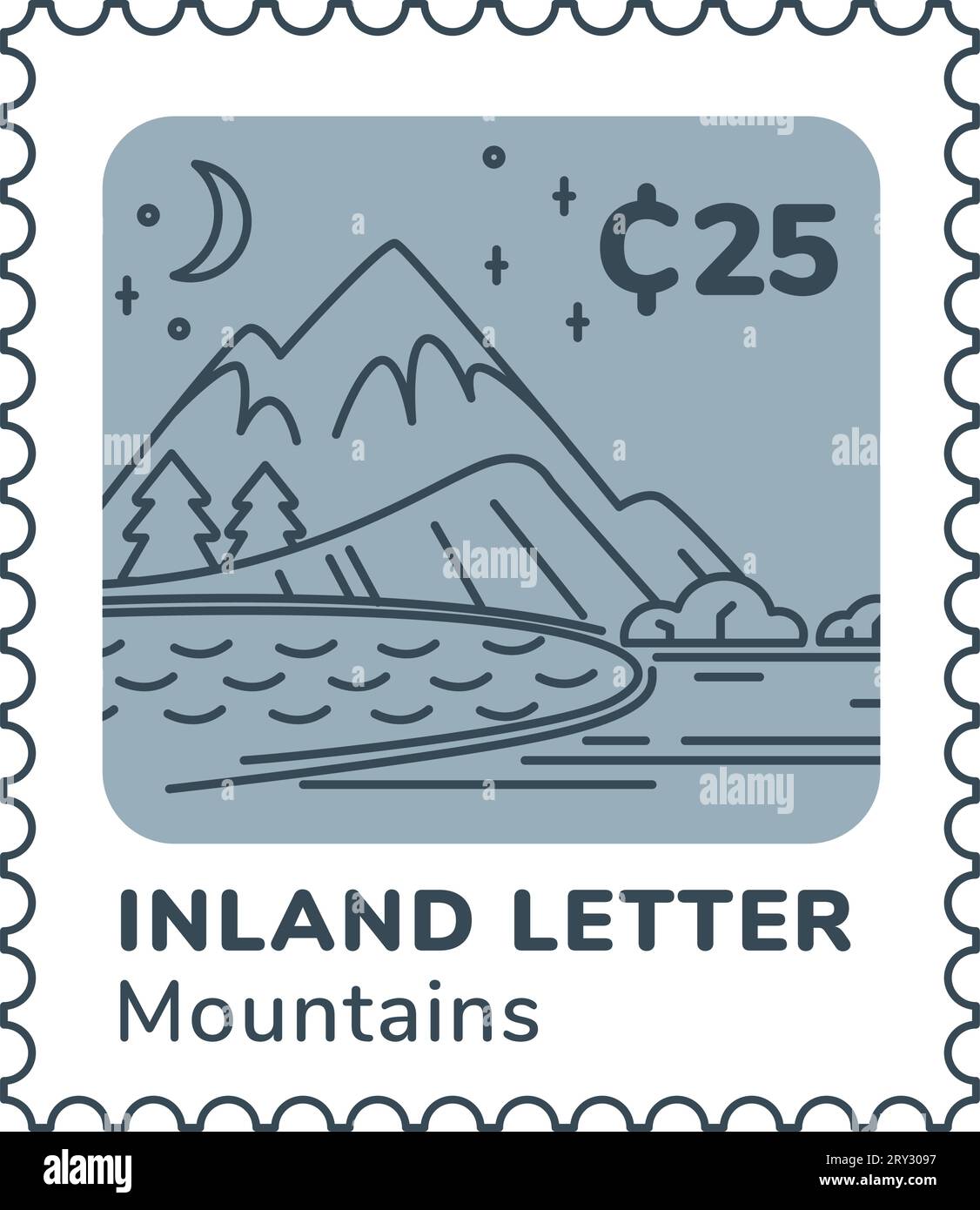 Inland letter postmark with landscape scenery Stock Vector Image & Art ...
