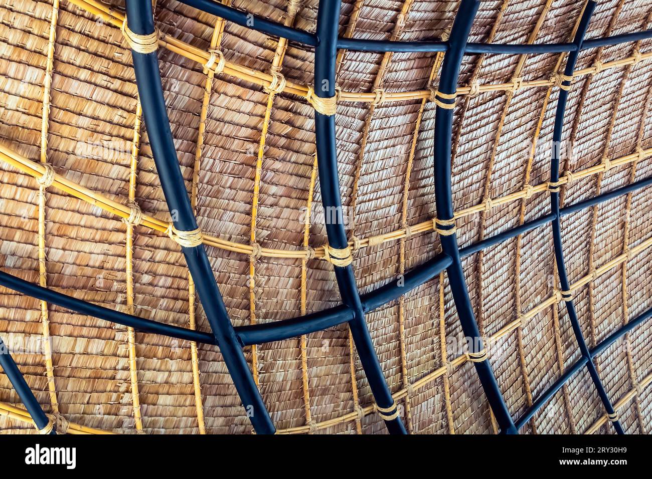 Beautiful thatched roof surface detail of mixed materials pattern ...