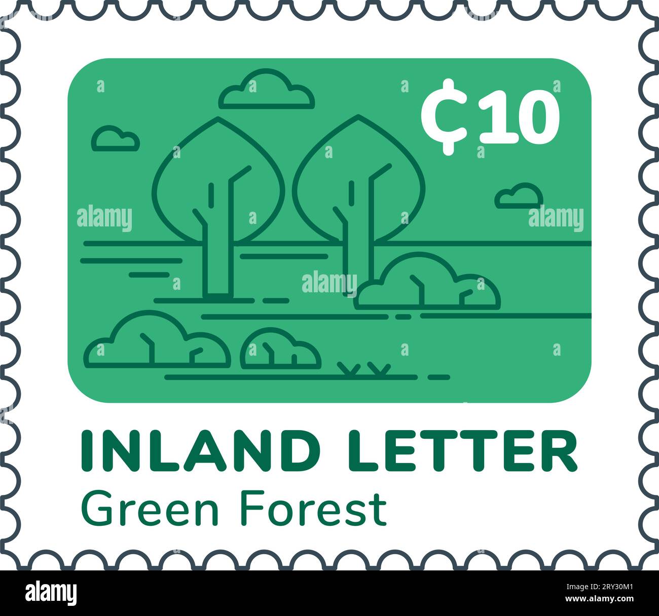 Inland letter with green forest, landmark postcard Stock Vector Image ...
