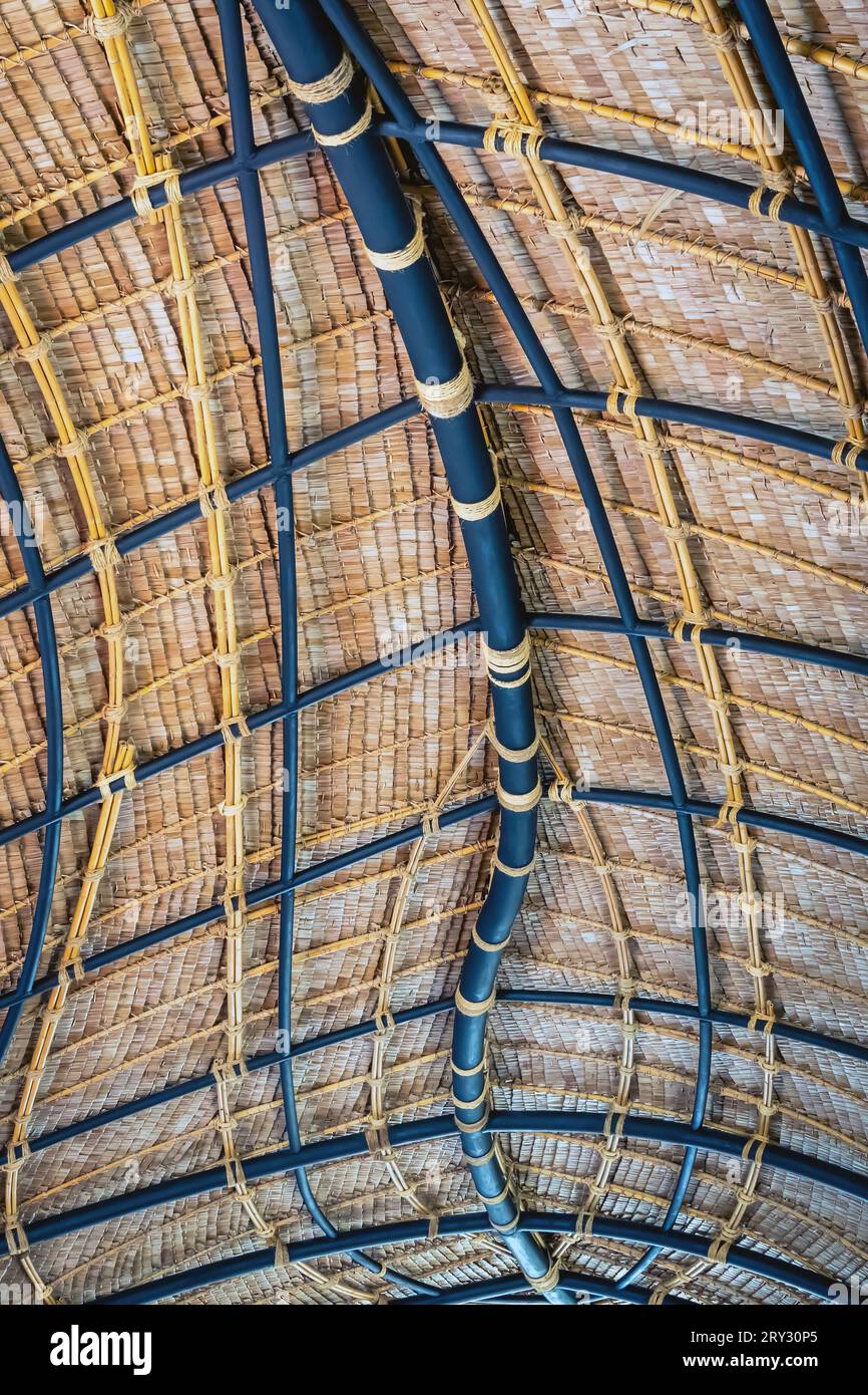 Beautiful thatched roof surface detail of mixed materials pattern ...