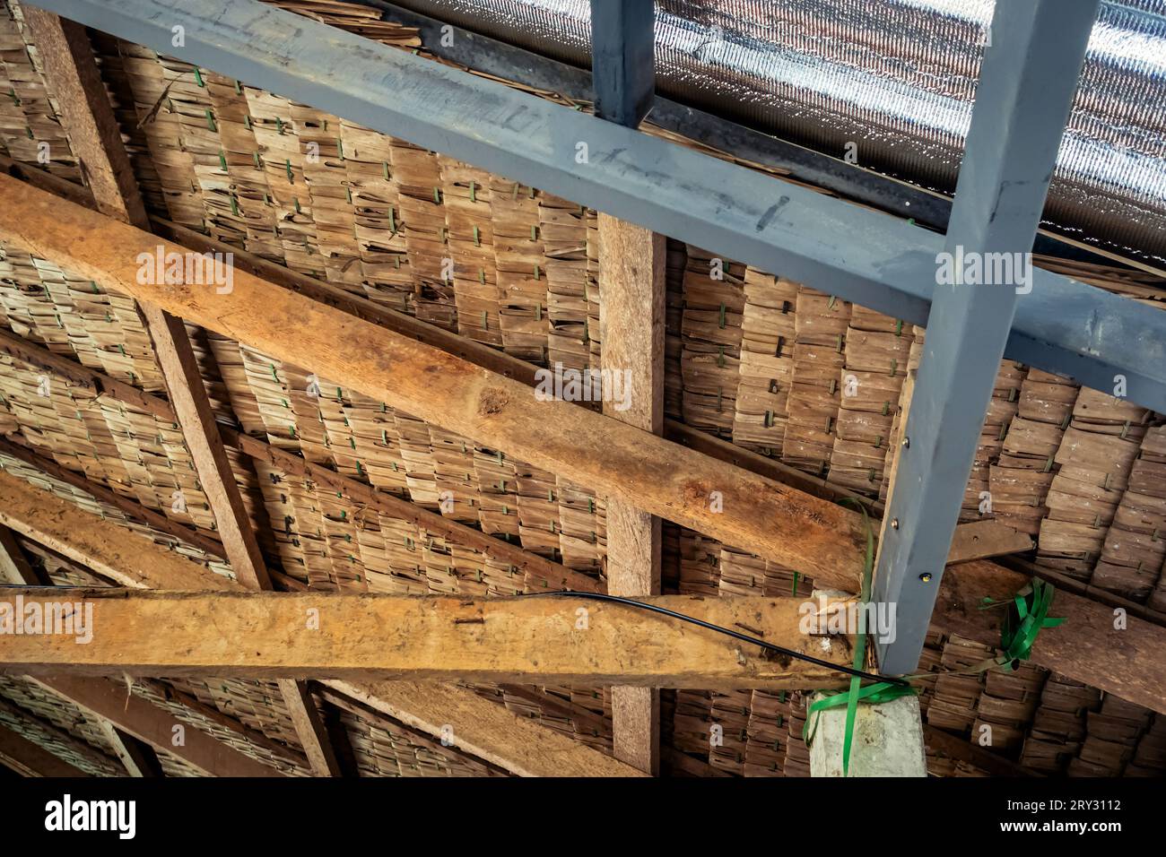 Thatched roof with ceiling covered with insulation combined. Aluminum ...