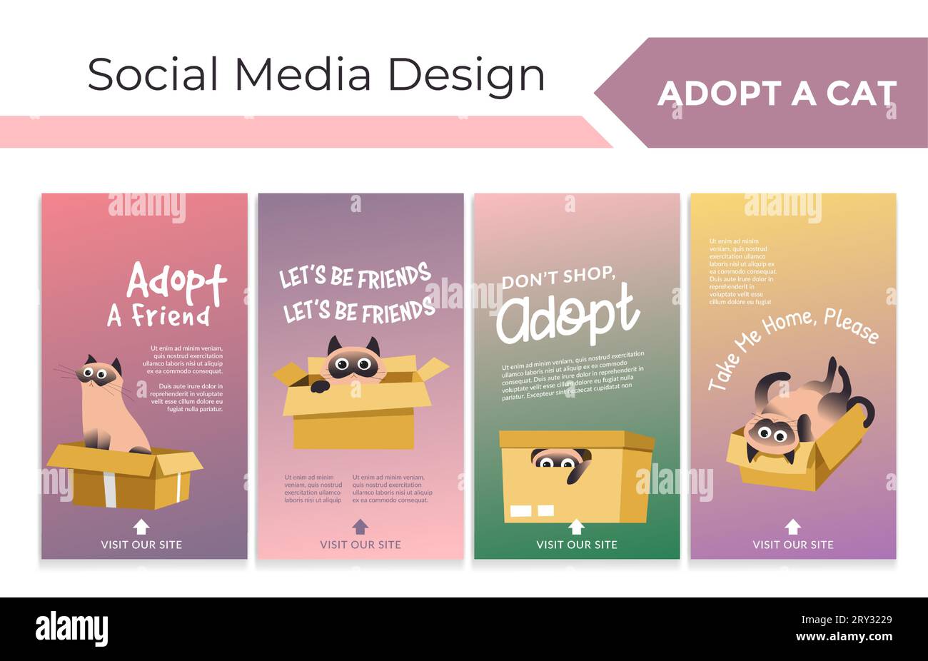 Social media stories set for cat adoption offer Stock Vector Image ...
