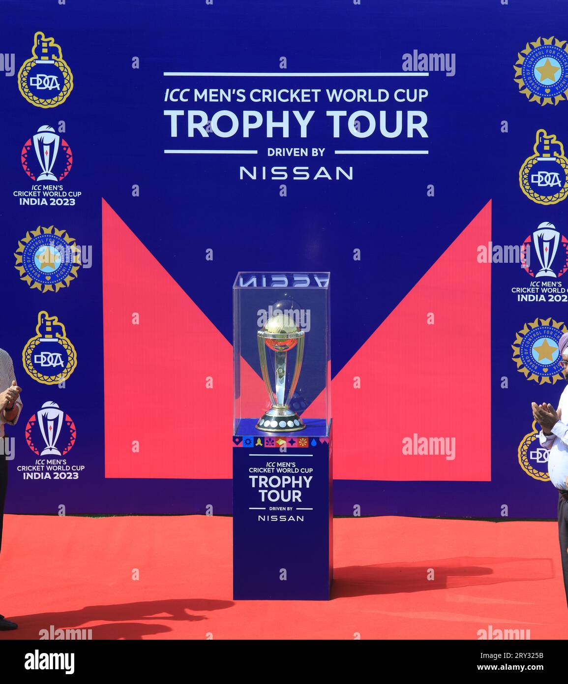 New Delhi, India. 28th Sep, 2023. View of the ICC World Cup 2023 trophy ...