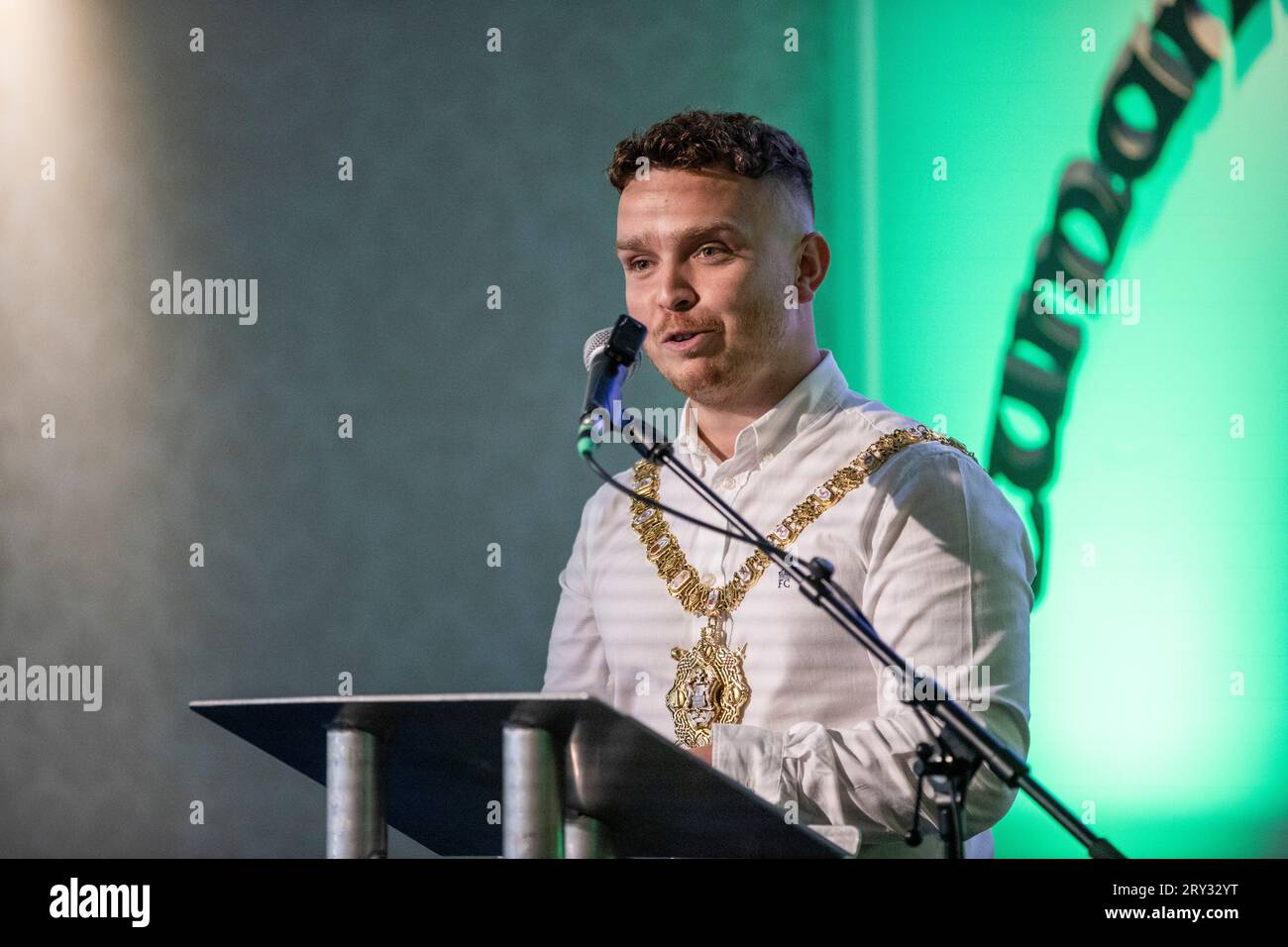 Lord Mayor of Belfast, Cllr Ryan Murphy speaking during the official ...