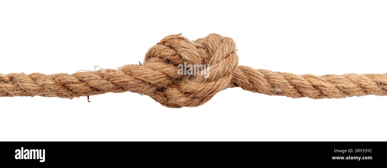 Jute rope with a knot or loop on a white background. Jute Stock Photo ...