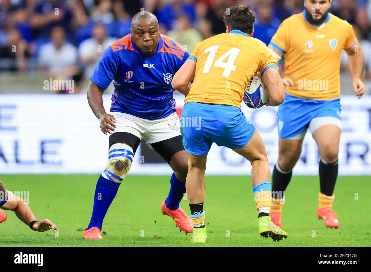 Lyon, France. 27th Sep, 2023. Action of the red card for Desiderius ...
