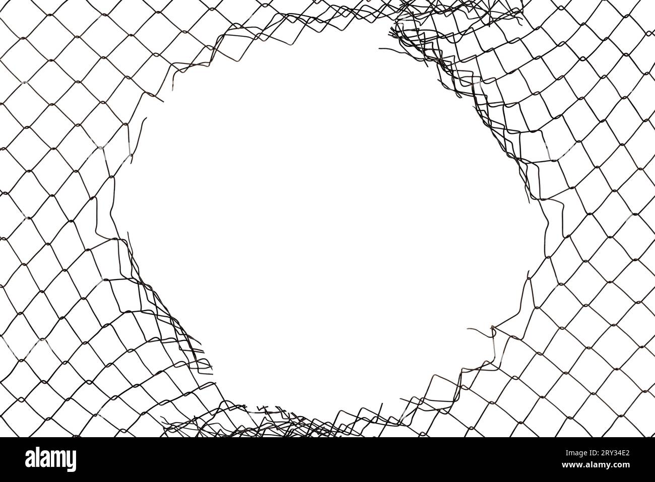 The texture of the metal mesh on a white background. Torn steel, metal ...