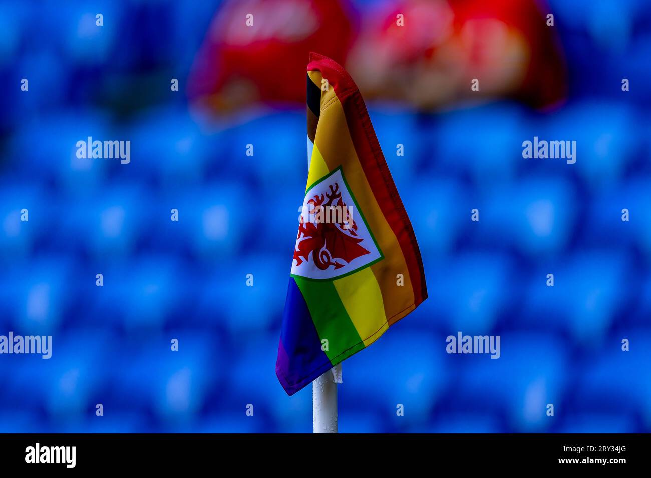 Cardiff, Wales - 11 June 2022: Wales corner flag prior to the UEFA ...