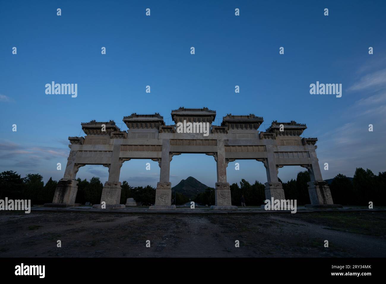 Zunhua City, China - May 13, 2023: The exquisite stone memorial archway ...