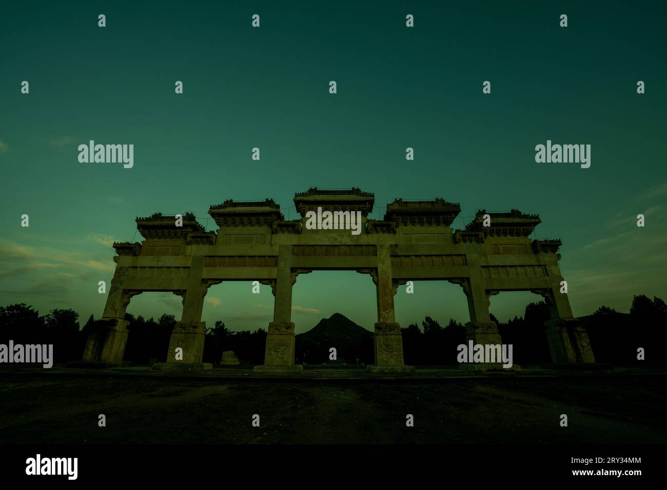 Zunhua City, China - May 13, 2023: The exquisite stone memorial archway ...
