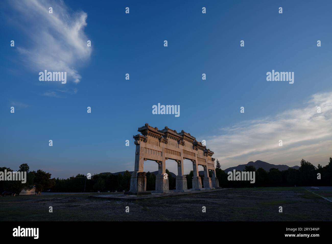 Zunhua City, China - May 13, 2023: The exquisite stone memorial archway ...