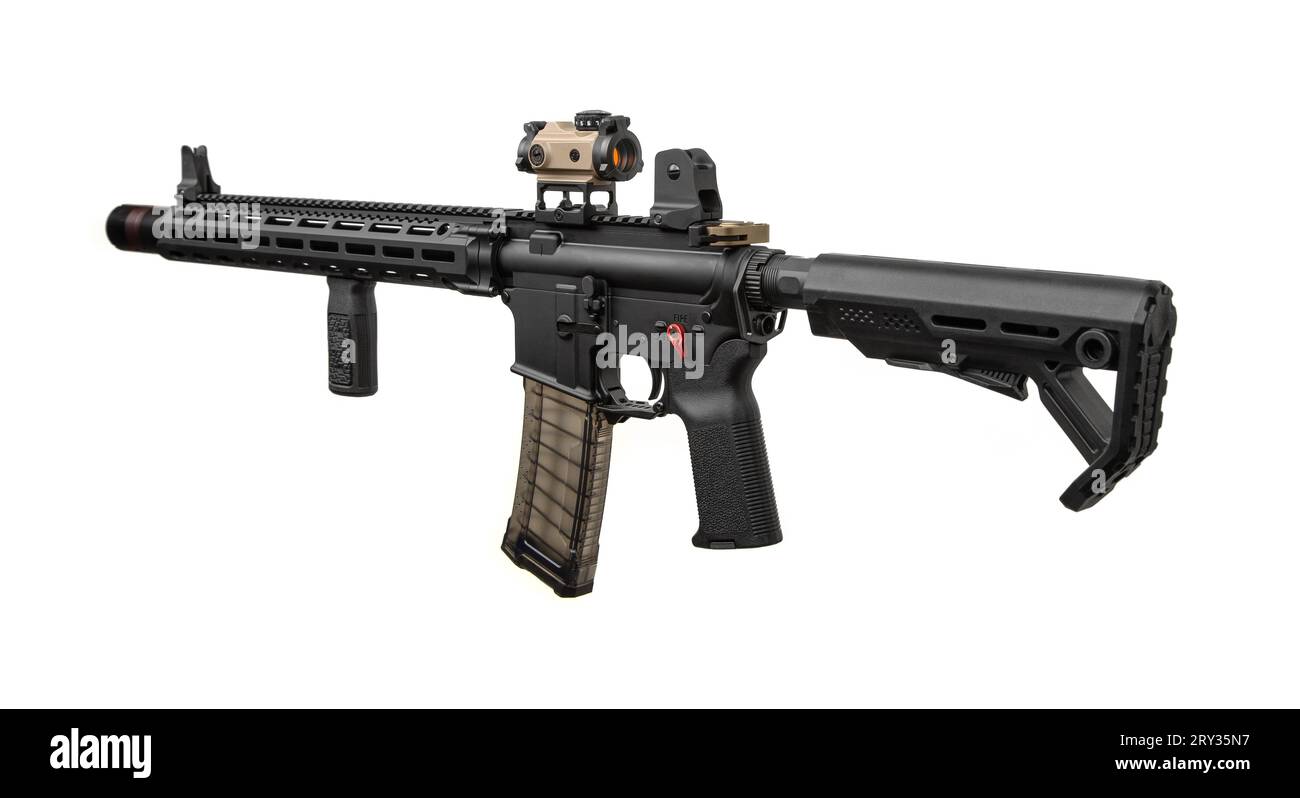 Modern automatic rifle isolated on white background. Weapons for police ...