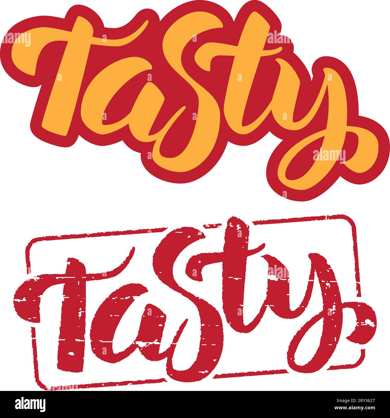 ''Tasty'' quote. Sticker and stamp...Hand lettering typography. White ...