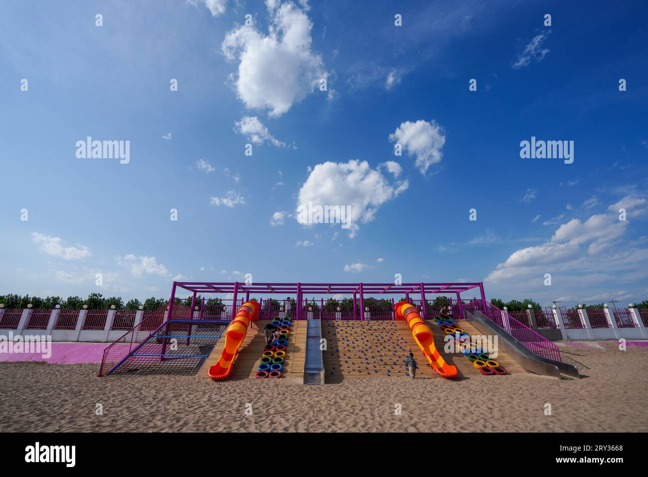 The amusement park slide is in the park, North China Stock Photo - Alamy
