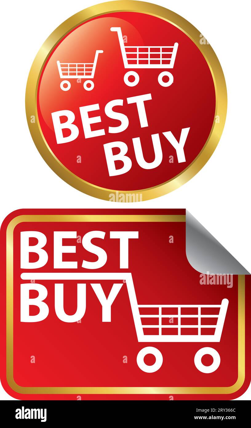 best buy labels with golden frame and red background Stock Vector Image ...