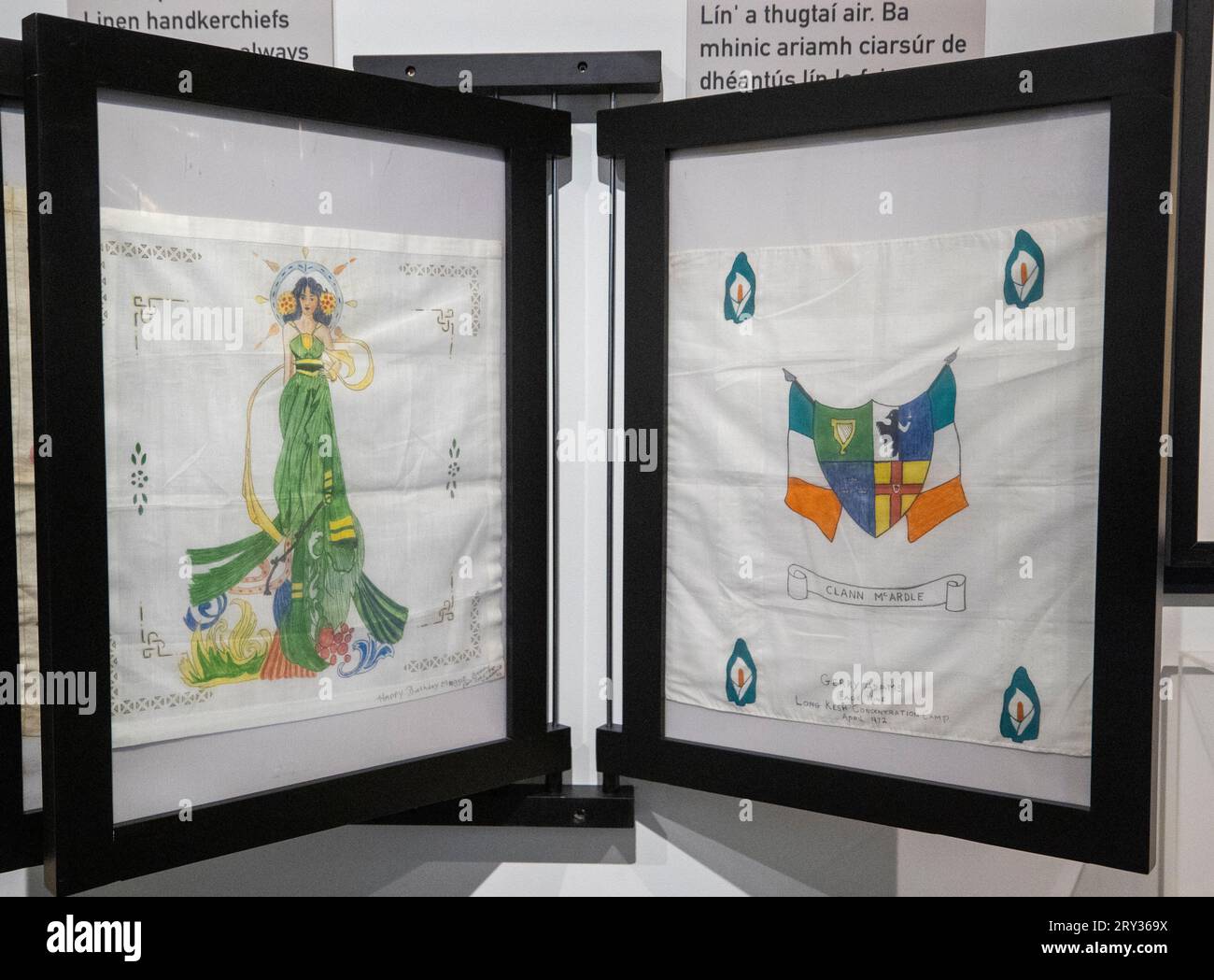 Linen handkerchief's painted by Irish Republican prisoners in Long Kesh ...