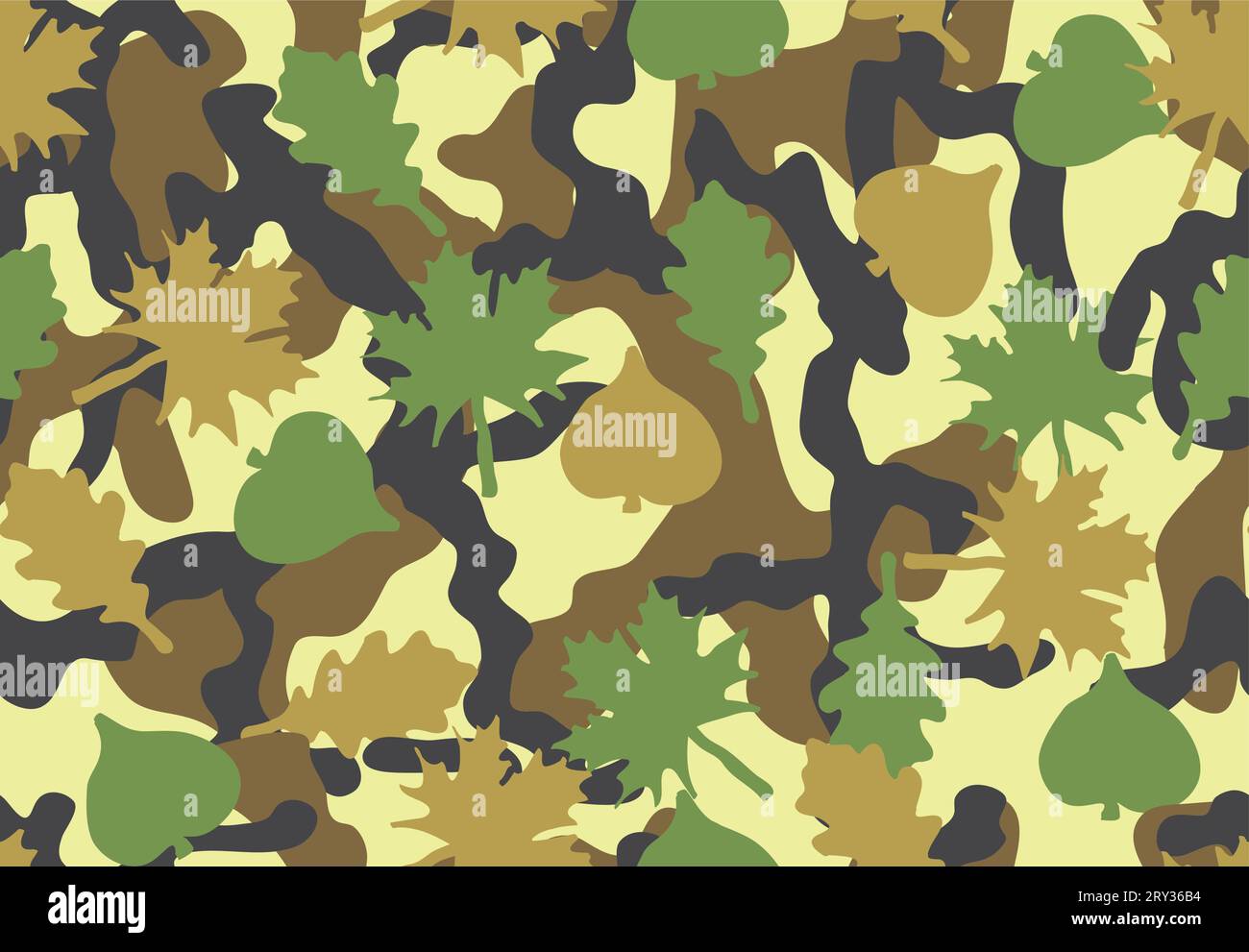 Camouflage seamless pattern. Foliage and branched shapes. Woodland ...