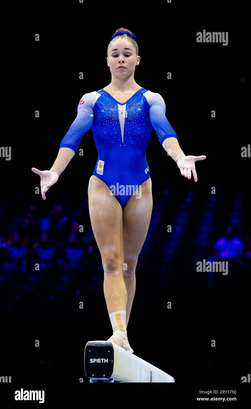 ANTWERP - 28/09/2023, Eythora Thorsdottir prepares during training for ...