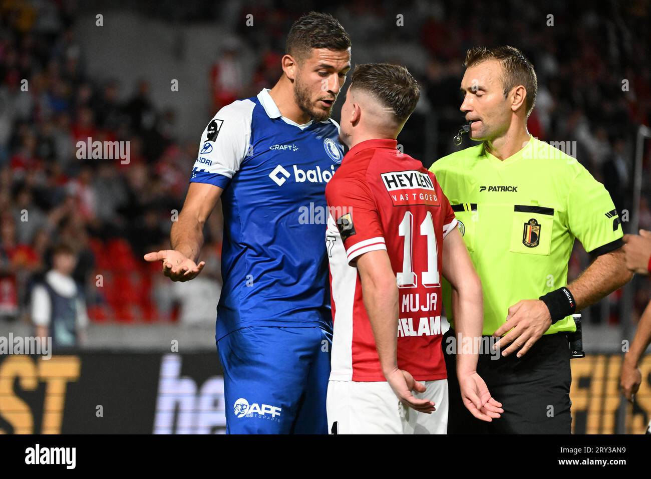 Antwerp, Belgium . 27th Sep, 2023. Ismael Kandouss of AA Gent with ...