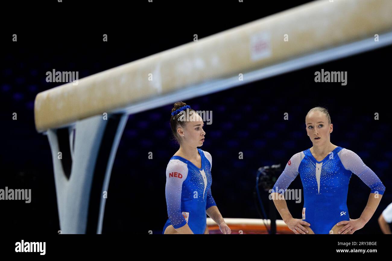 ANTWERP - 28/09/2023, Sanne Wevers (r) and Eythora Thorsdottir are ...