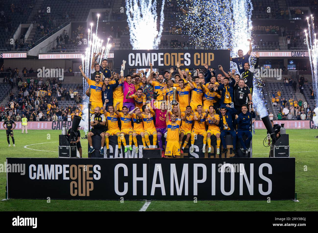 Tigres UANL celebrate winning the Campeones Cup 2023 fagainst LAFC ...