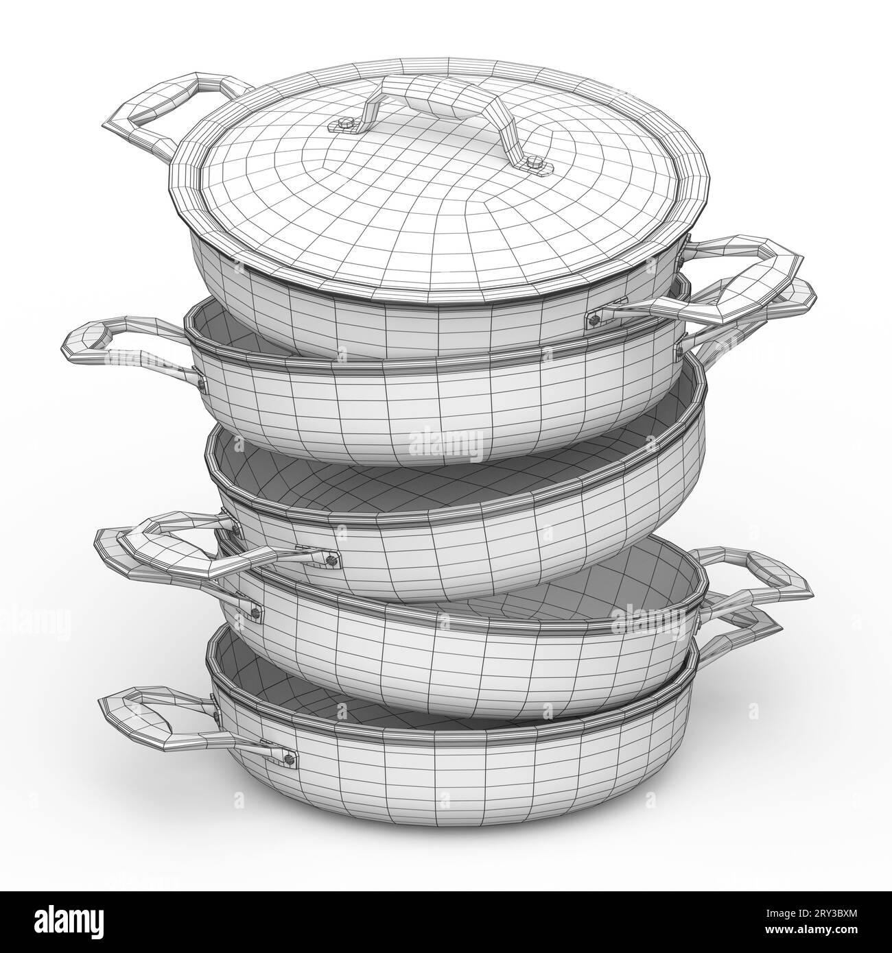 Set of stainless steel stewpot, frying pan and chrome plated cookware ...